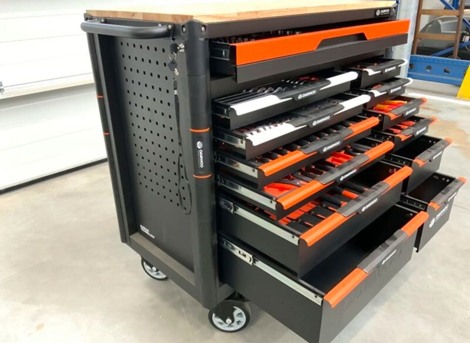 Dulap / carucior cu scule Daewoo, 13 sertare, echipat cu 267 piese Reghin • OLX.ro