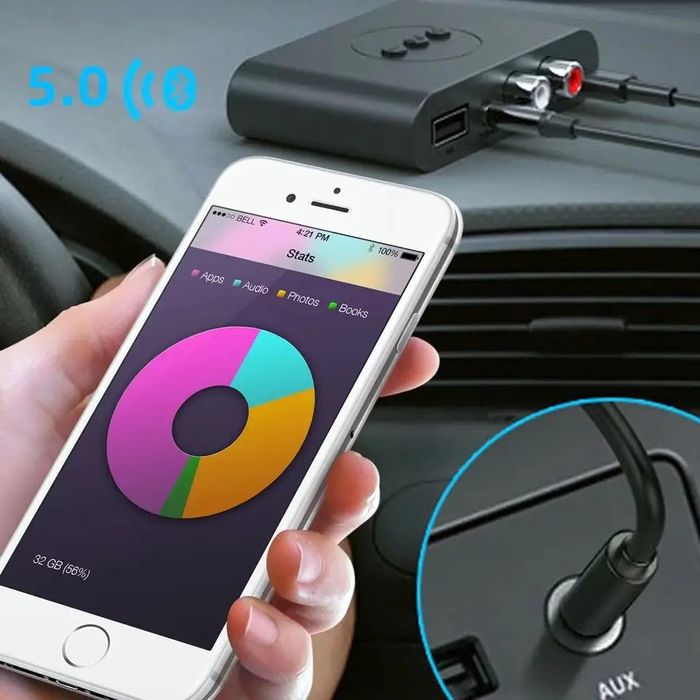 Receptor bluetooh 5.0 NFC BLS-B21 USB RCA Universal Auto Home Cinema ...
