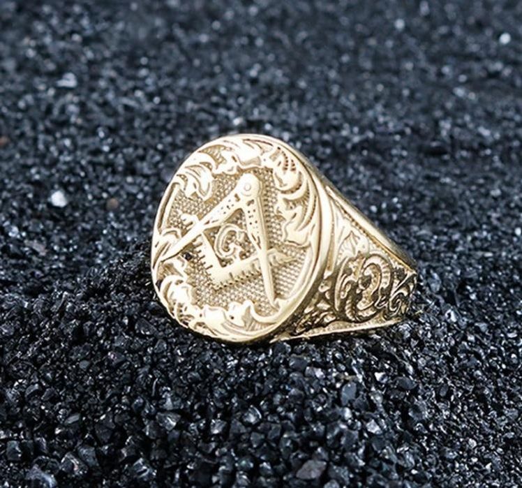 Inel Masonic Loja Masonica francmasonerie colectie placat aur Oradea ...