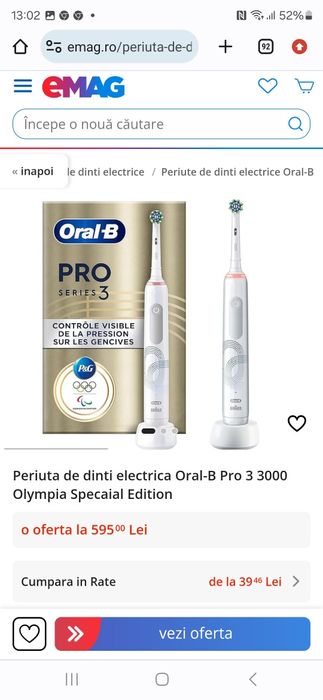 Periuta de dinti electrica Oral-B Pro 3 3000 Olympia Special Edition Constanta • OLX.ro