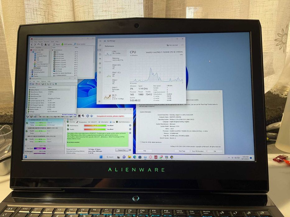 Laptop Gaming Alienware 17 R4 I7-7820HK GTX 1080 8GB 3SSD uri 32GB RAM ...
