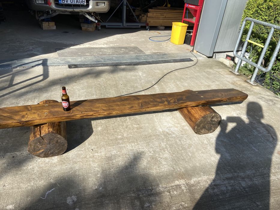 Bancuta lemn masiv gradina Bragadiru • OLX.ro