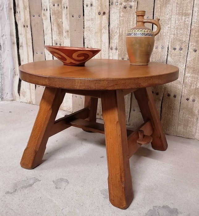 Masuta veche din lemn masiv de stejar, stil rustic /Masa Bucuresti ...