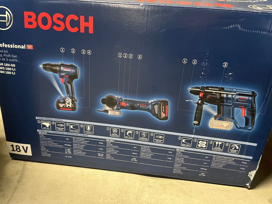 Акумулаторен комплект Bosch GBH 180-LI + GSR 18V-50 + GWS 180-LI гр. Варна Младост 1 • OLX.bg