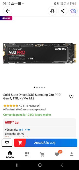 Samsung PCIe 4.0 NVMe SSD 980 PRO 1TB nou sigilat Resita • OLX.ro