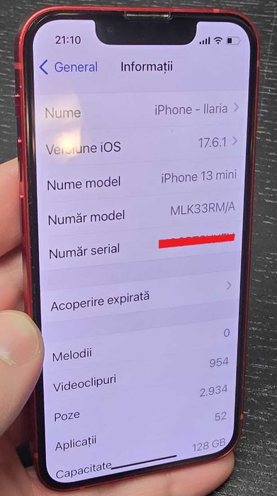 IPhone 13 mini rosu roșu red 128 GB impecabil cutie + huse de 350 lei Reghin • OLX.ro