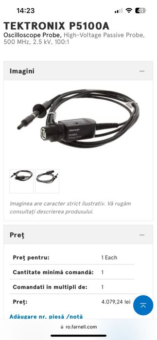 Tektronix P5100 250 MHz 2.5 kV High Voltage Probe 100X, 2.5 kV ...