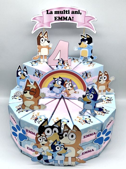 Tort din cutii carton, cu dulciuri ambalate pentru gradinita, scoala ...