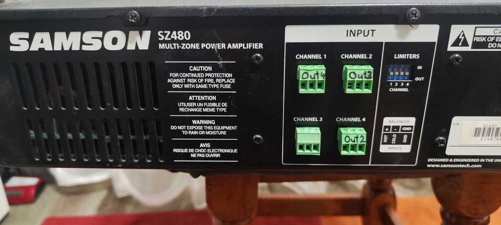 Amplificator Audio Samson SZ480 4 x 120W Statie Linie 70V 100V 4/8Ohms ...