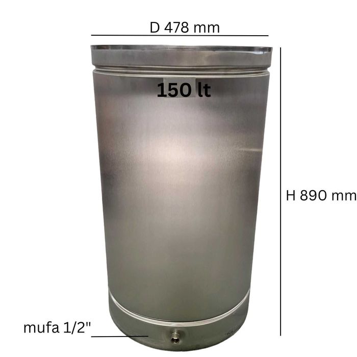 Butoi inox cu capac flotant pneumatic si canea/robinet 150 litri Baia ...