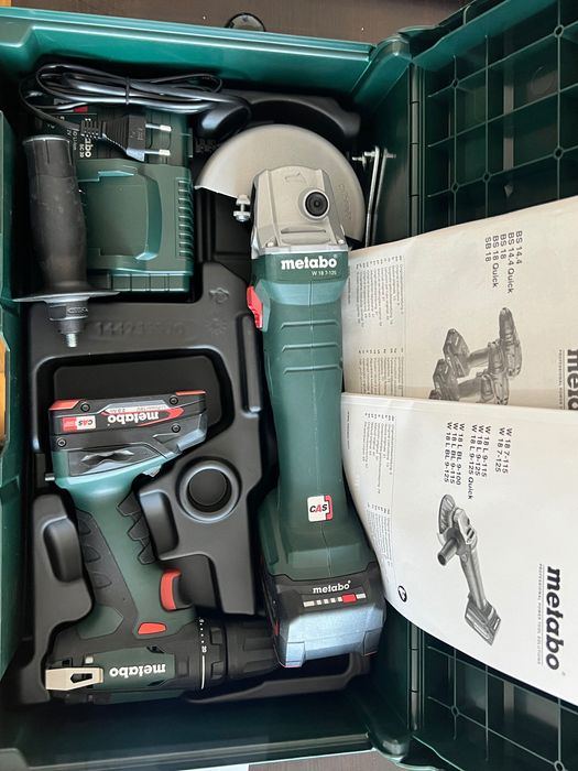 Комплект винтоверт и ъглошлайф METABO 18V гр. София Зона Б-18 • OLX.bg