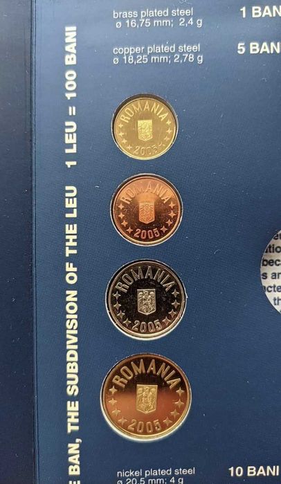 Set de monetărie BNR 2005 proof România 9 monede medalie argint 1/2 oz ...