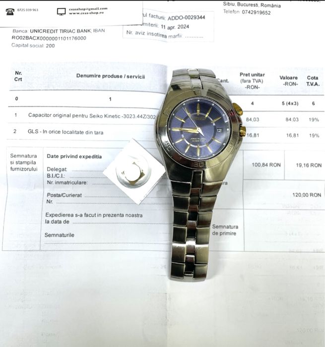 Ceas kinetic Seiko Arctura capacitor nou Sibiu • OLX.ro