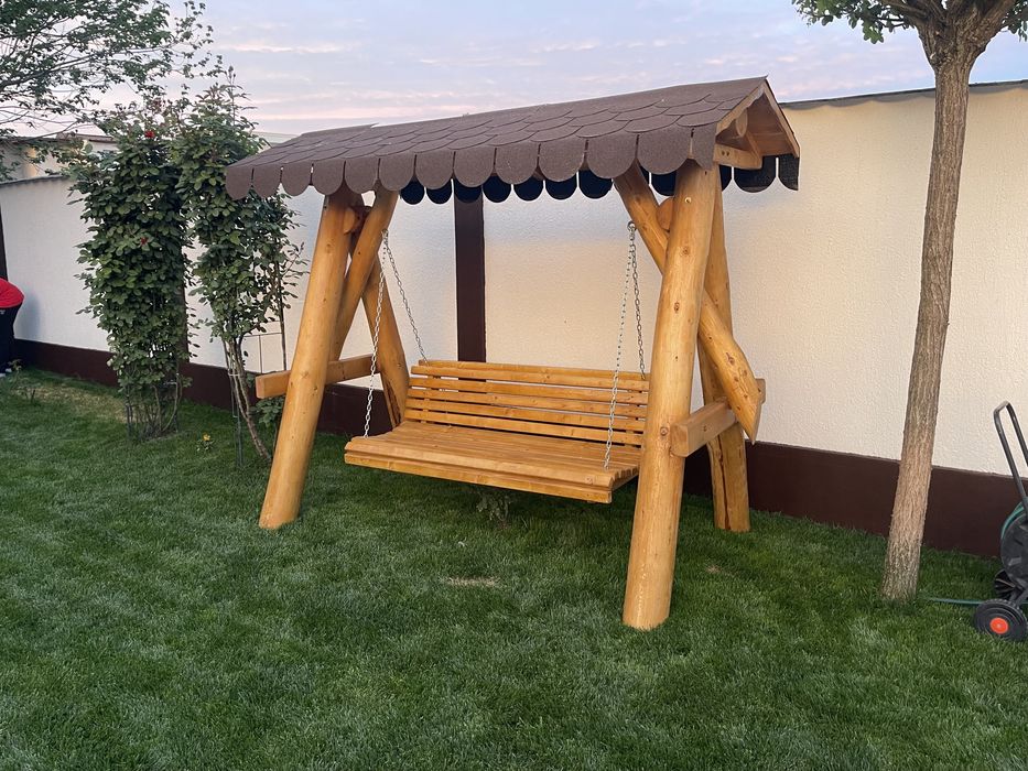 Leagan din lemn / balansoar rustic lemn rotund Pitesti • OLX.ro