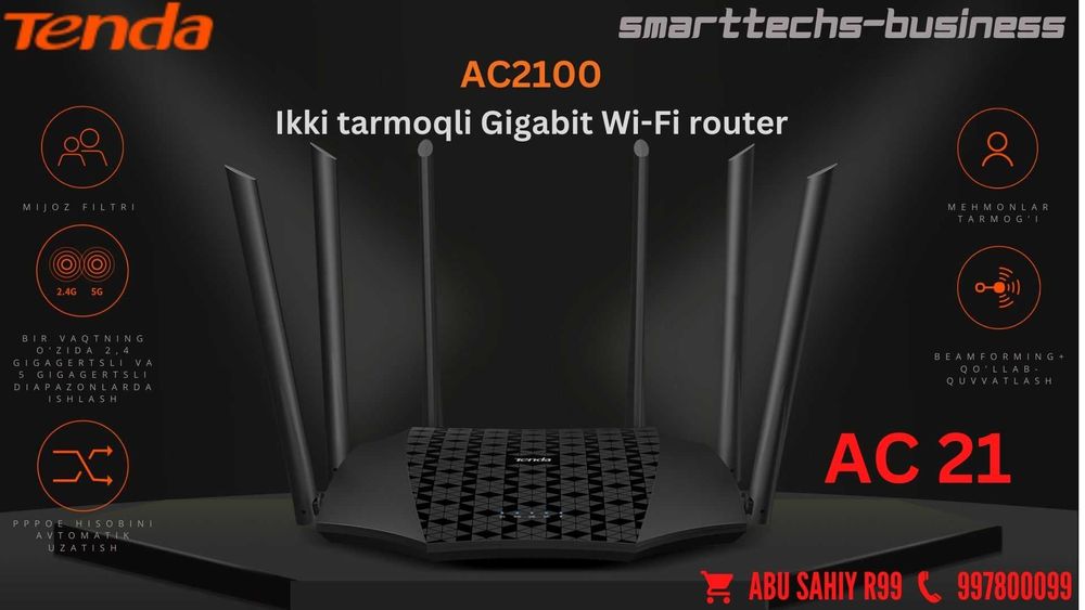 TENDA AC21 2100mb/s full gigabitdual band wifi router: 40 у.е ...