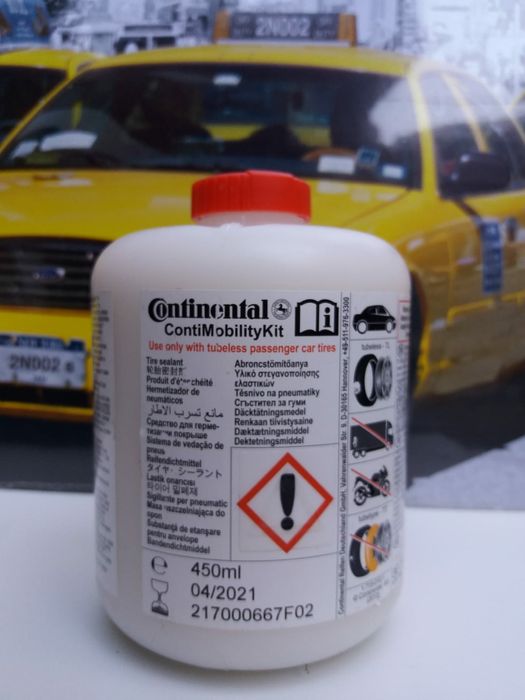 Kit pana compresor auto umflat roti +solutie original Continental 120W ...