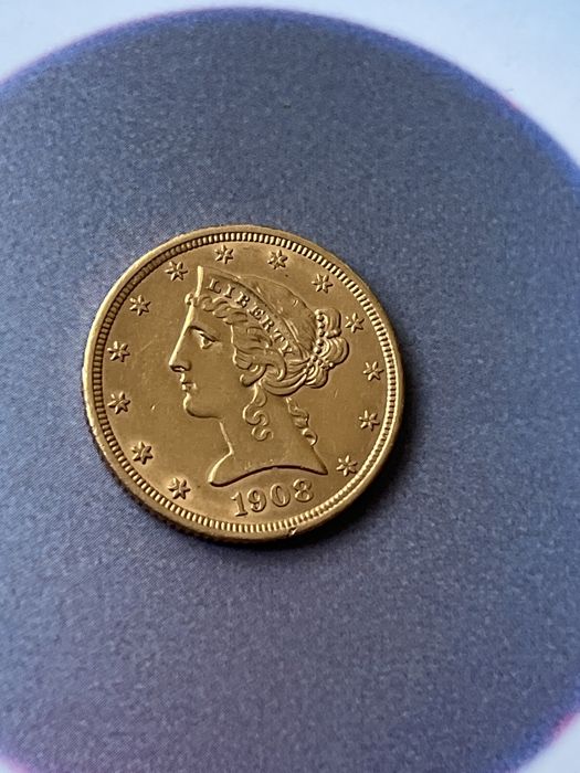 Moneda aur America, 5 Dollar 1908, Statele Unite Bucuresti Sectorul 1 ...
