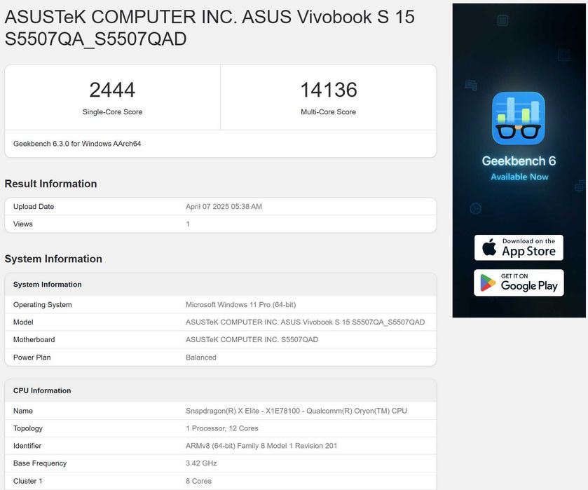 Asus Vivobook S 15 , 16Gb, 1Tb, 15,6" Oled ( Snapdragon X Elite ) Craiova • OLX.ro