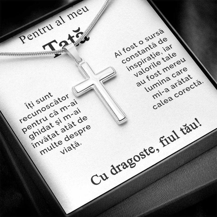 Lant si pandantiv Cruce pentru Tata, mesaj de recunostinta de la Fiu ...