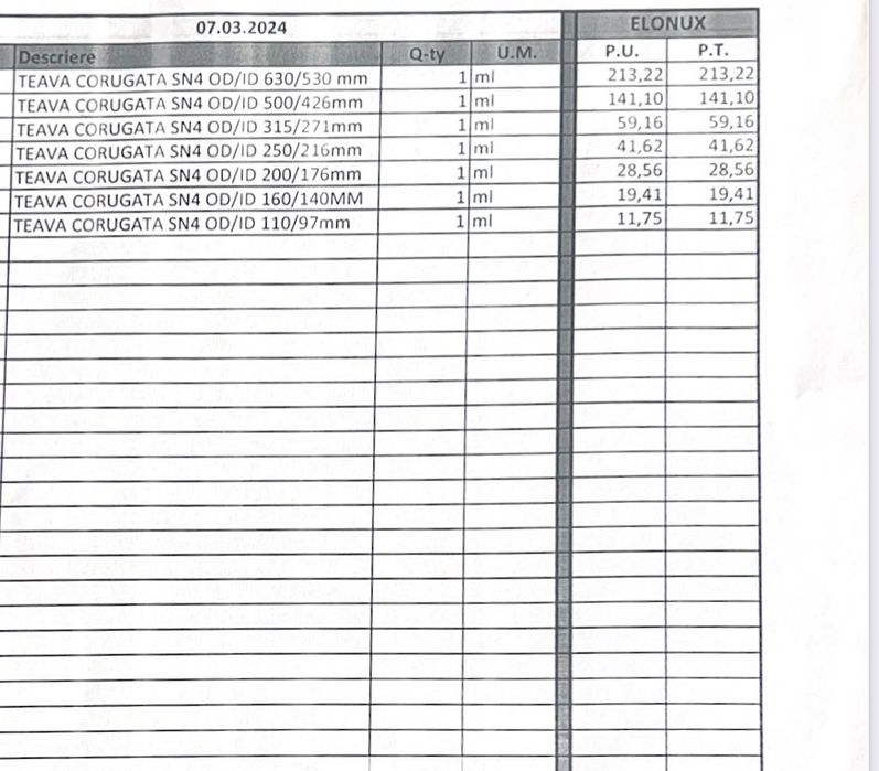 Teava corugată, tub corugat SN4 SN8 Dext 250 315 500 630 800 1000 1200 ...