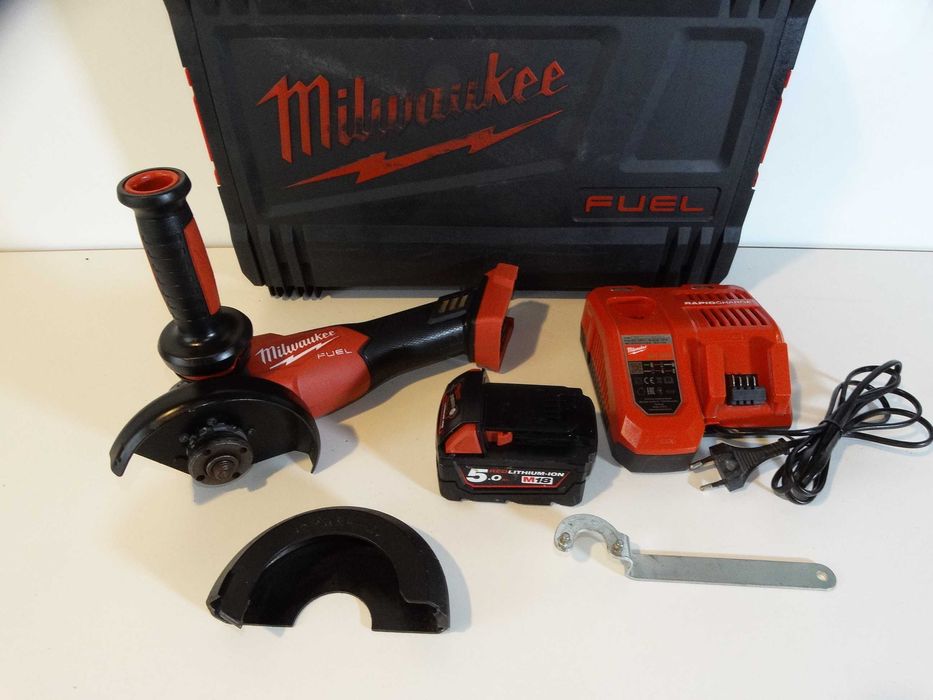 Milwaukee M18 FSAG 125 XB със 5 Ah и зарядно - Акумулаторен ъглошлайф ...