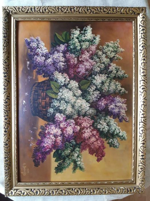 "Liliac" - G. Busuioc 1973, pictor de biserici, flori, natura statica ...