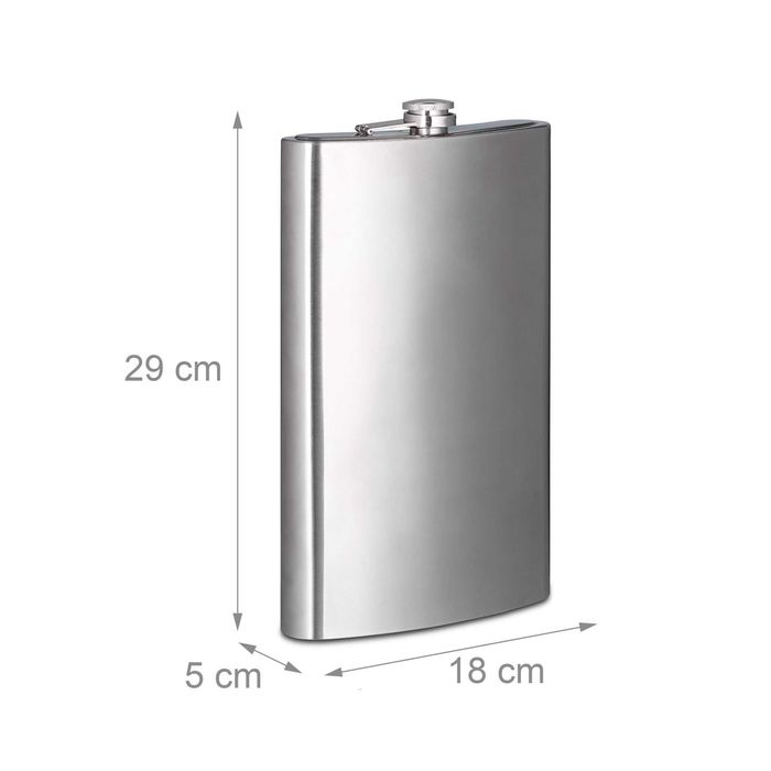 Plosca metalica XXL 1.8L, in design clasic, din inox, argintiu Somesu ...