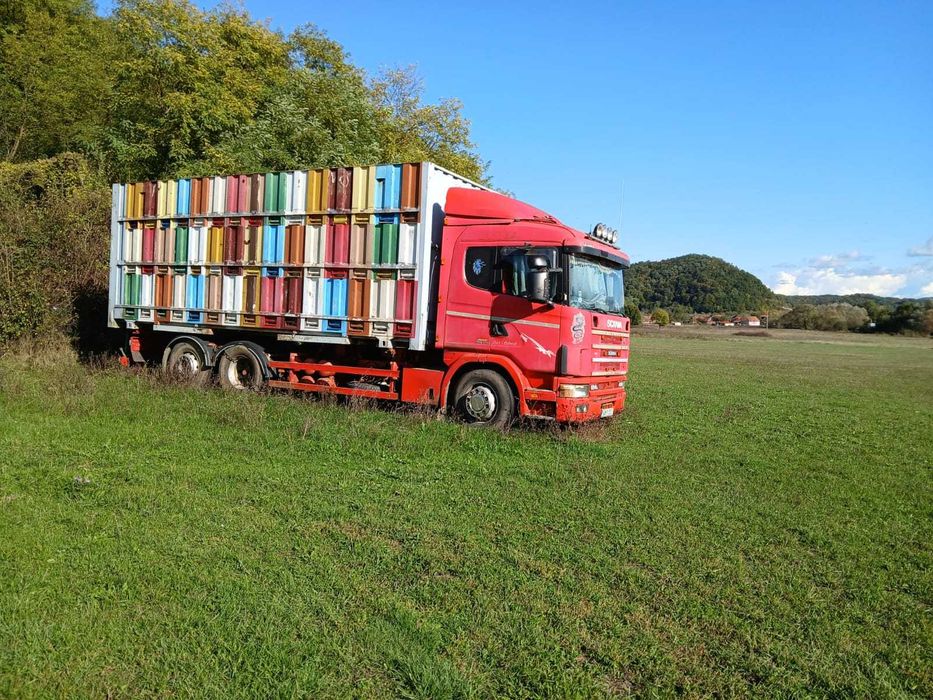 Vand Scania L400 cu container prelata + container albine (pavilion ...