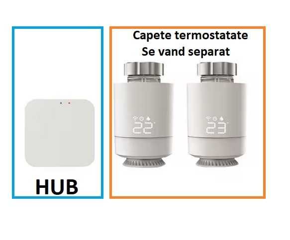 2x Hub Hama termostat, pt cap termostatat Smart pt radiator, Wi-Fi ...