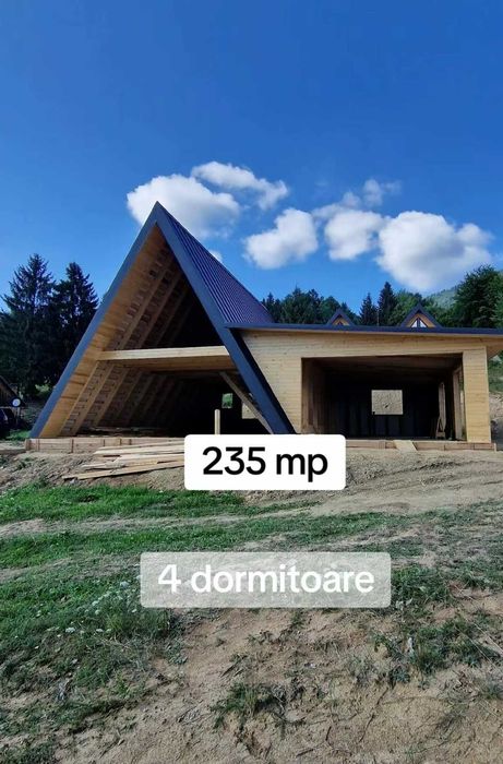 Cabana stil A-Frame, casa, terase si foisoare din structura de lemn Brasov • OLX.ro