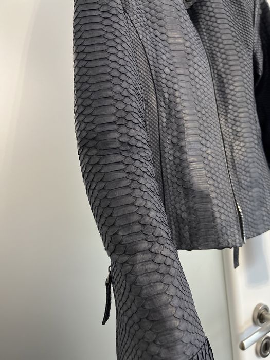 Geaca piele piton 100%,Luxury,gri inchis mat,Xs/S,impecabila,noua ...