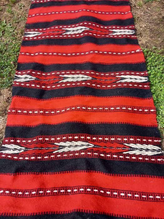 Covor macat tradițional velinta de lana 100% țesut manual la război ...