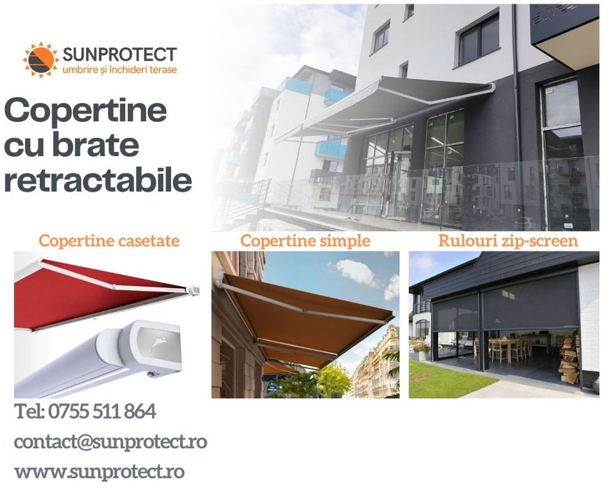 Copertine/Marchize retractabile. Casetate, Simple, Verticale, Zip Arad ...