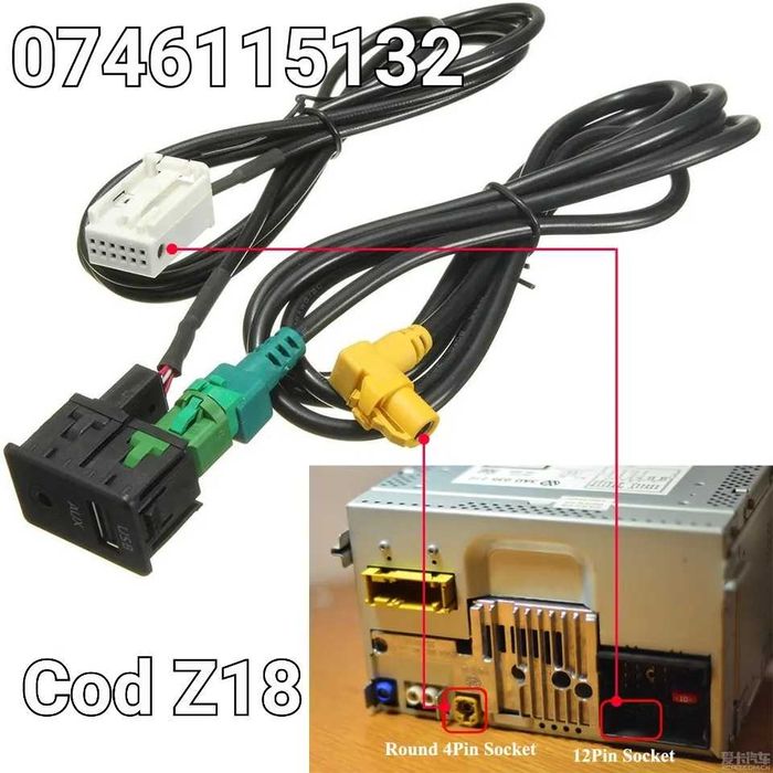 Mufa Auxiliar AUX-USB Volkswagen Golf Passat B6 B7 CC Golf Jetta - Z18 ...