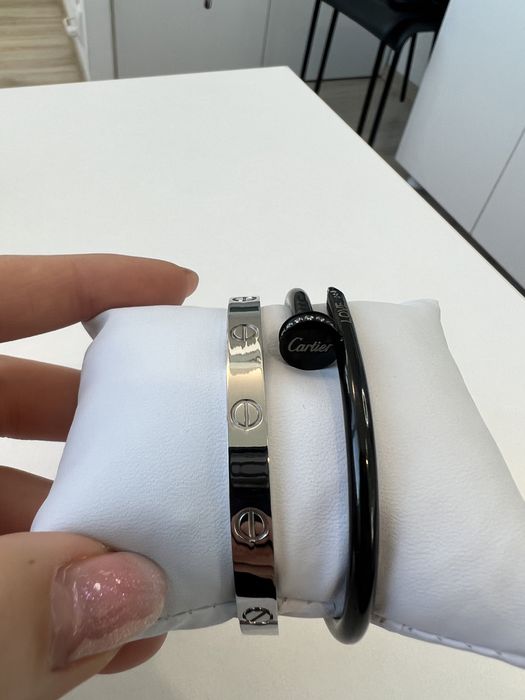 Set Bratari Tip Cartier Love si Juste un Clou 17 cm Argintiu Bucuresti ...