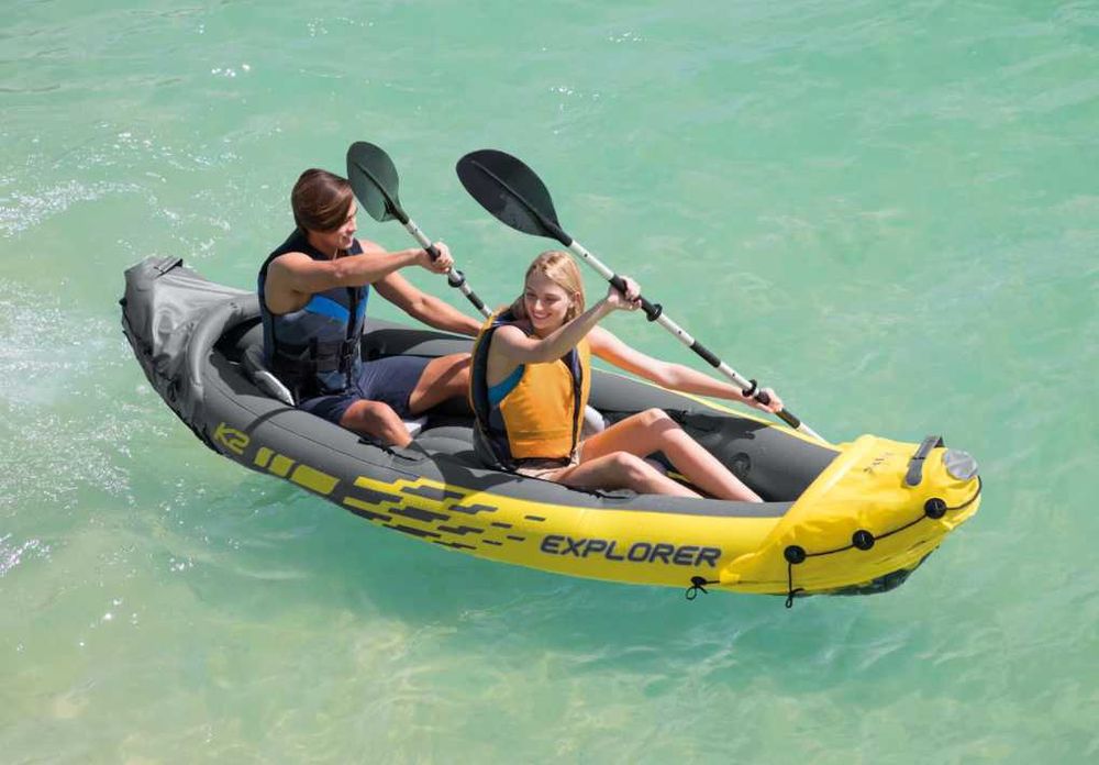 Caiac gonflabil Intex Explorer vasle incluse, 3.12m x 91cm Kayak ...