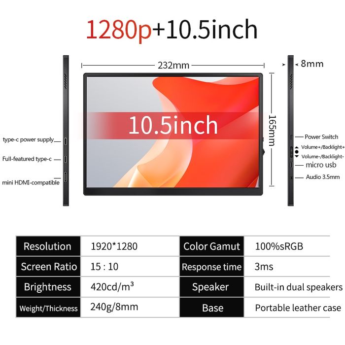 Monitor portabil 10.5” 1280p FHD Bucuresti Sectorul 2 • OLX.ro