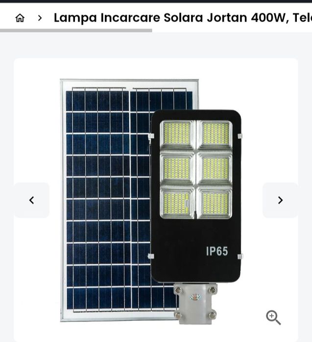 Lampa solara stradala marca JORTAN 400W Ilfov Bragadiru • OLX.ro