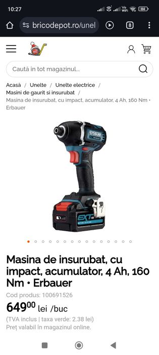 Vând bormașină Erbauer Bucuresti Sectorul 5 • OLX.ro