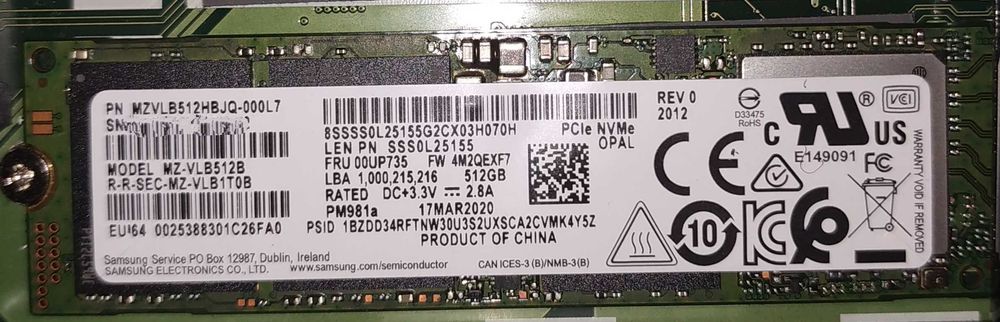 Lenovo Thinkpad 512GB NVMe OPAL 00UP735 гр. София Дианабад • OLX.bg