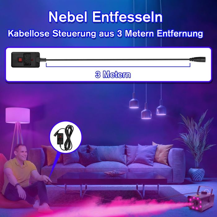 Mașină de Fum cu Efect RGB – Atmosferă Perfectă cu 13 Culori și LED-ur ...