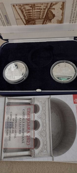 Monede BNR argint de 10 lei cu Brancusi / Timisoara Capitala Culturala ...