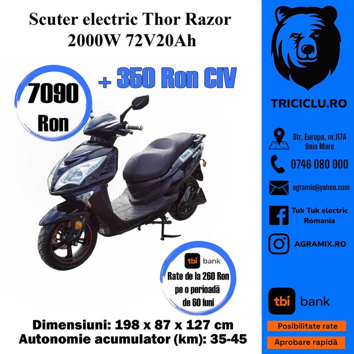 Thor Scuter electric nou Thor Razor Agramix Negresti-Oas • OLX.ro