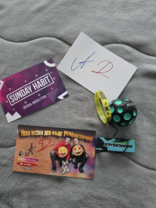 Светеща гривна Sunday Habit ,Andy studio и moon ball с ластик,картички ...