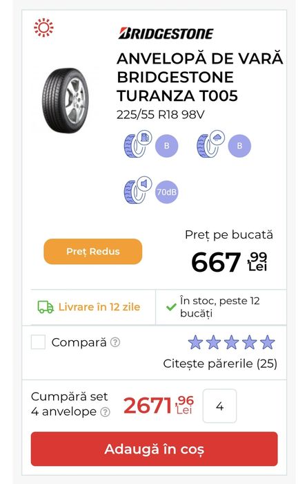 Anvelope Vara Bridgestone 225/55 R18 Cluj-Napoca • OLX.ro