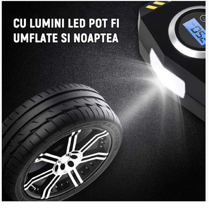 Compresor Auto Portabil cu Lanterna 12v pt roti saltele mingi Cluj ...