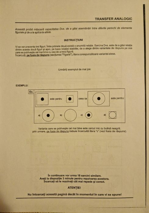 Modele teste psihologice ANP Targoviste • OLX.ro