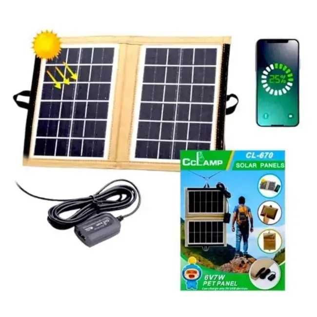 Соларен/слънчев панел 6V-7W в комплект с мобилна батерия 8000 mAh гр ...