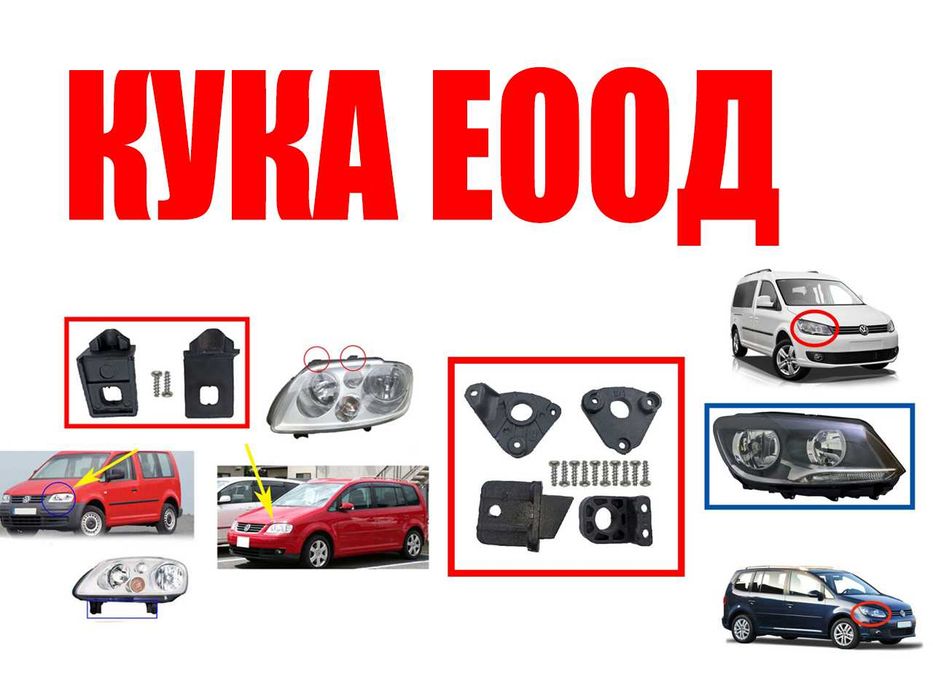 Комплект Щипки за захващане на фар VW Caddy 2K , VW Touran 1T гр ...