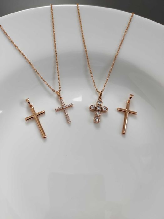 Colier cruce / crucifix placat cu Aur Roz 18k. Rose Gold Plated ...